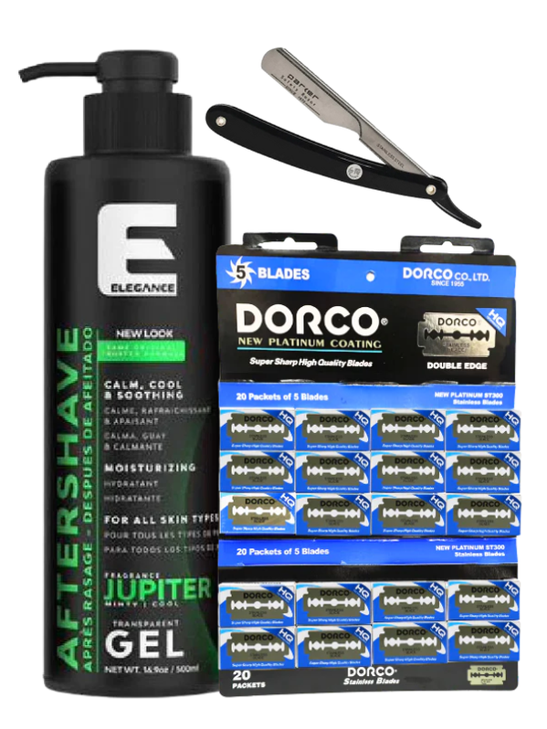 Blade Boss Pack | Barber Razor, Elegance After Shave & Dorco Blades ...