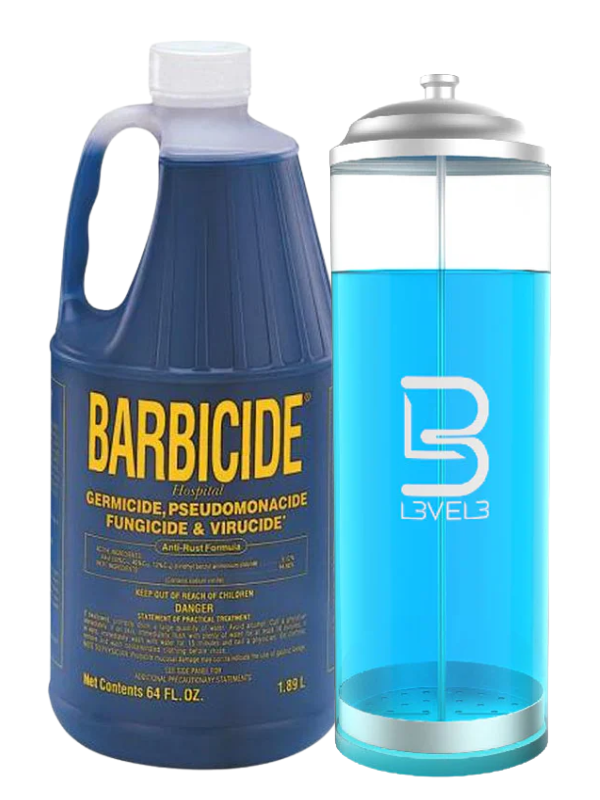 Zero Mess Setup | L3VEL3 Disinfecting Jar & Barbicide 64 oz Bundle ...